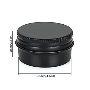 Acrux7 50 Pack 1oz Aluminum Tins with Lids, 30 ml Refillable Tin Containers Screw Top, Round Lip Balm Tins, Small Metal Storage Travel Tin Cans for Salves, Candles, Cream, Cosmetics, Spices (Black)