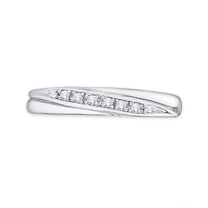 KATARINA Diamond Anniversary Wedding Band Stackable Ring in Sterling Silver (1/20 cttw, G-H, I2-I3) (Size-10)