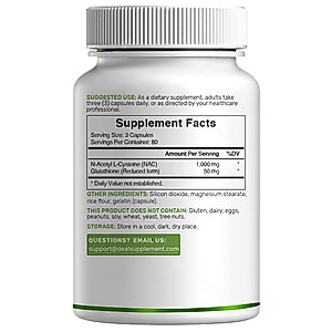 Deal Supplement NAC Supplement (N-Acetyl Cysteine) 1,000mg Per Serving with Reduced Glutathione, 240 Capsules – Antioxidant Support for Immune Health, Lung, & Liver Function