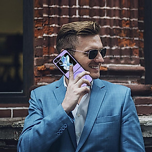 MSOTES for Galaxy Z Flip 5 Case with Hinge Protection, Built-in Screen Protector, Compatible with MagSafe, Luxury Leather Case Full Protection Slim Lightweight for Samsung Galaxy Z Flip5 5G (Purple)