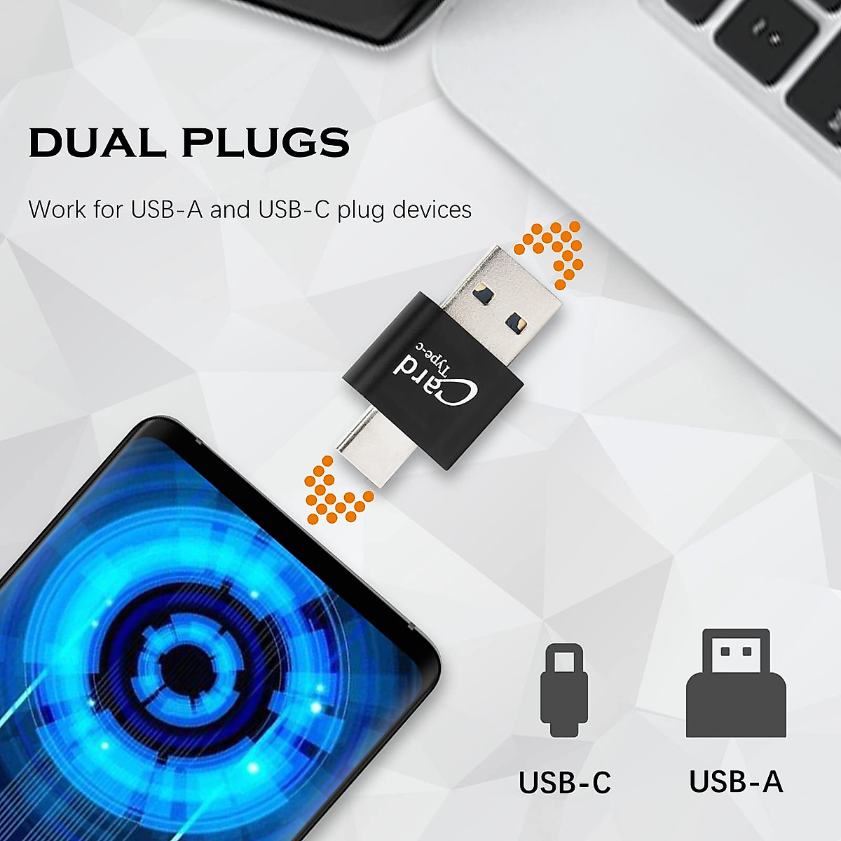 [2 Pack] Micro SD Card Reader for Android Phone,Micro SD Card to USB Adapter, Mini USB C Card Reader for Camera Memory Card Reader, Wansurs Card Reader for PC and Android Phone
