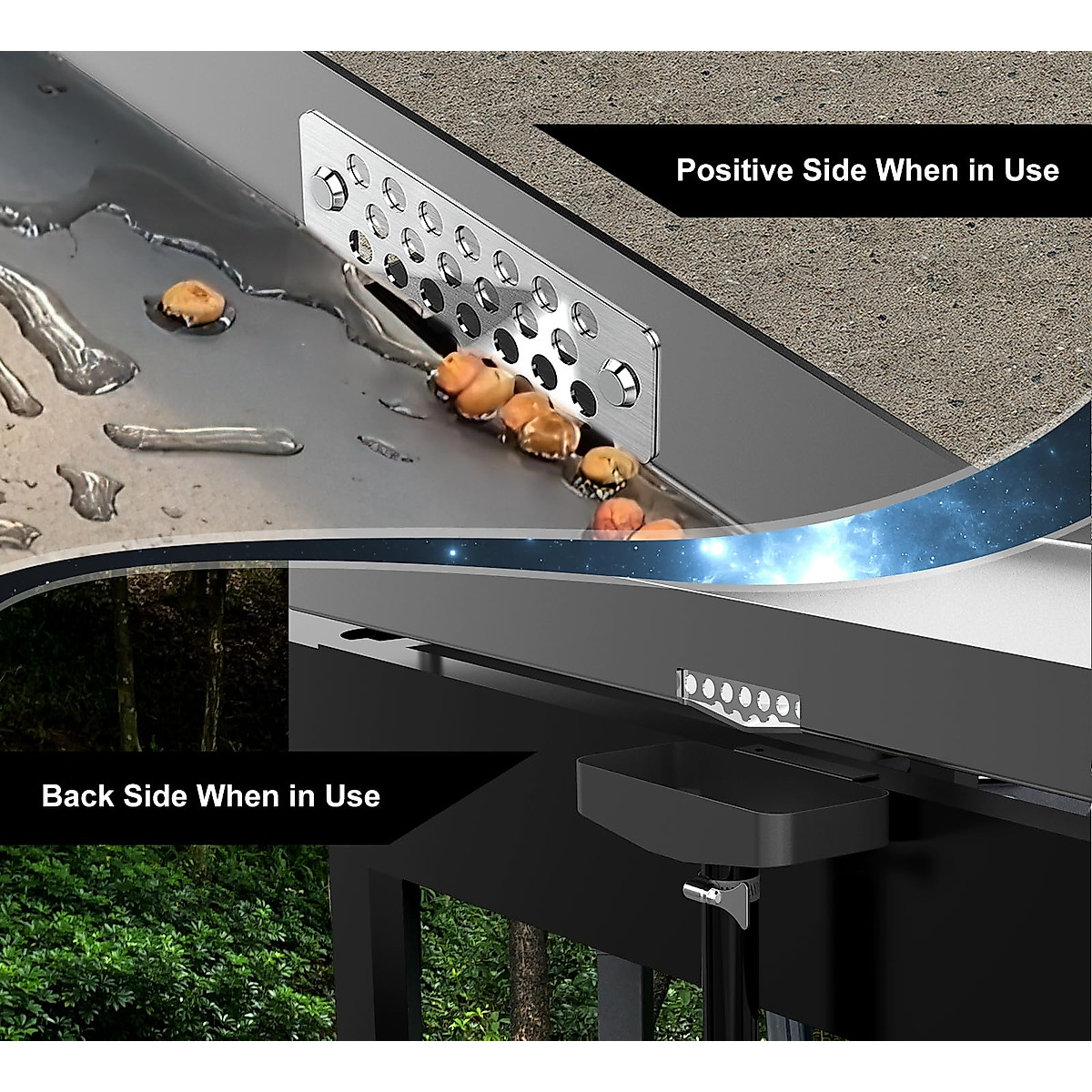 Upgraded Grease Catcher for Blackstone 36" with Upgraded 36" Silver Magnetic Wind Guards for Blackstone Bundling