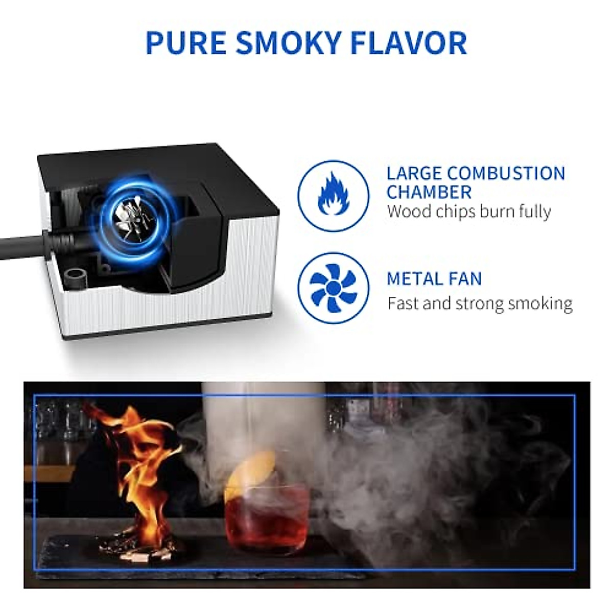 Cocktail Smoker, Wancle Smoking Gun Smoke Infuser for Food Portable Cold Smoker for Food, Cheese & Cocktails,Portable Whiskey Smoker Infuser Smoker Gun for Indoor Kitchen & Outdoor Smoke(Silver)