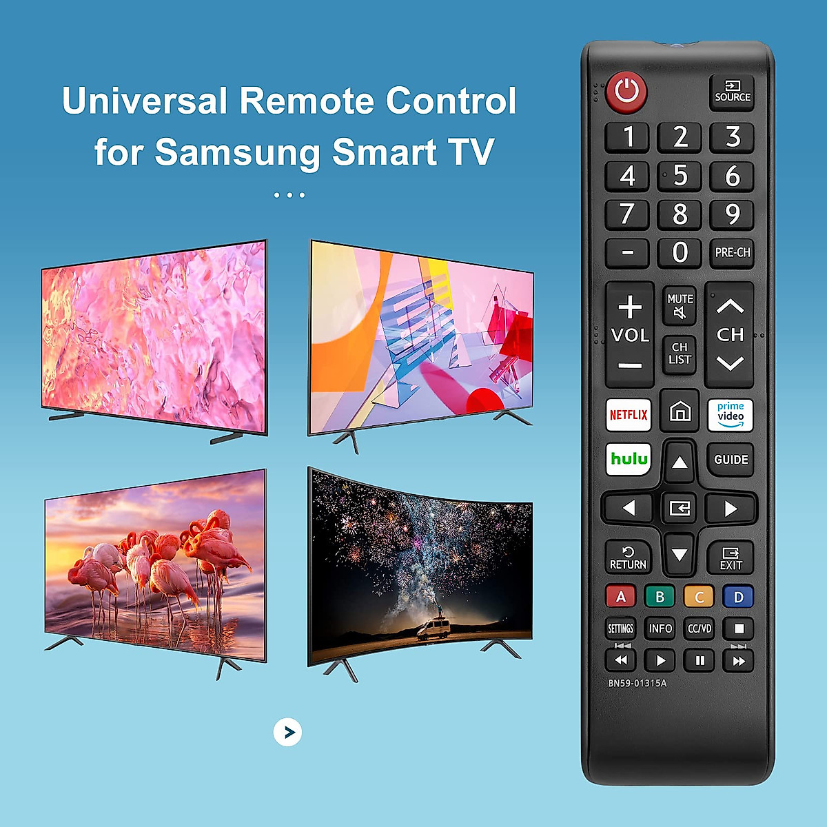 (Pack of 2) Replacement Remote Control for Samsung-TV-Remote for All Samsung LCD LED HDTV 3D Smart TVs Models