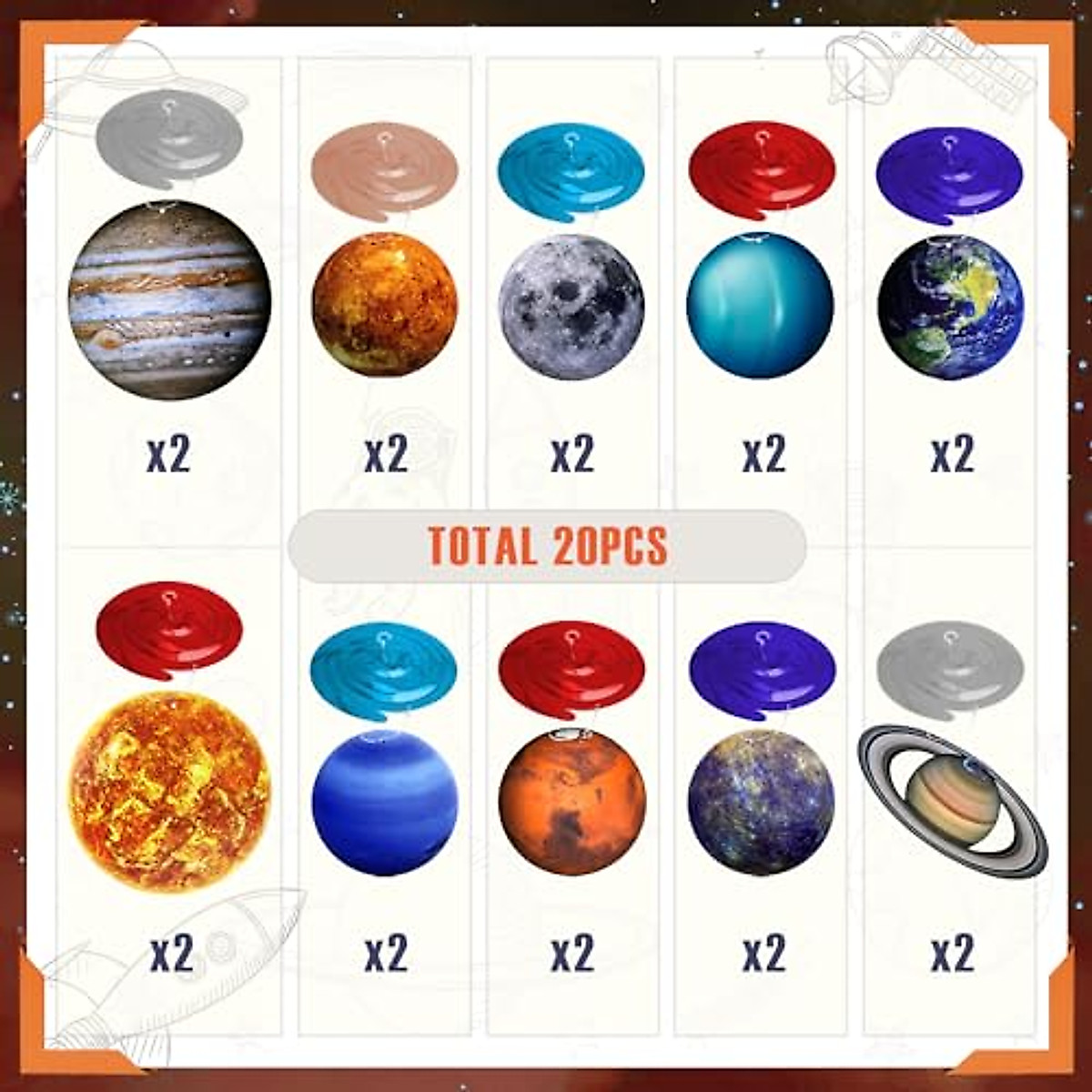 20PCS Space Solar System Theme Hanging Swirls Decorations, Outer Space Party Supplies Ceiling Hanging Swirls for Birthday Baby Shower Party Decorations