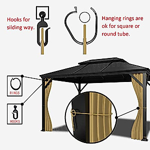 SunCula 10' x 10' Gazebo Universal Replacement Privacy Curtains - Canopy Side Wall Privacy Panel with Zipper, 1 Panel Sidewall ONLY (Khaki)