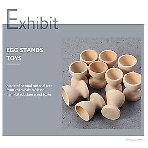 Toddmomy 24Pcs Wooden Egg Cups Easter Egg Cup Wood Egg Stands Easter Egg Holders Stands for DIY Crafts Easter Party Supplies