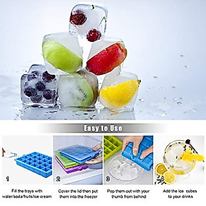 Ice Cube Trays 3 Pack, Morfone Silicone Ice Tray with Removable Lid Easy-Release Flexible Ice Cube Molds 24 Cubes per Tray for Cocktail, Whiskey, Baby Food, Chocolate, BPA Free