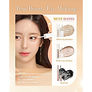 AMTS Webtoon True Beauty - 02 Some Sweet Glitter | Liquid Pink Gold Chunky Glitter Eyeshadow | Highlighter, K-Drama Korean Makeup, Highly Pigmented, Long Lasting Shimmer (Some Sweet)