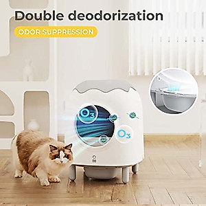 ABRCT Automatic Cat Litter Box, APP Remote Control Self Cleaning Cat Litter Box, Alerts, Odor Suppression, Disassembly for Multiple Cats Family