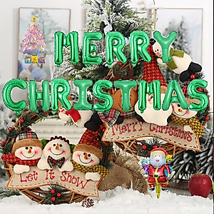 Merry Christmas With Santa Claus Christmas Tree Balloons, Green Aluminum Foil Christmas Party Sign, Xmas/Xmas Eve Party Decorations Supplies Backdrops