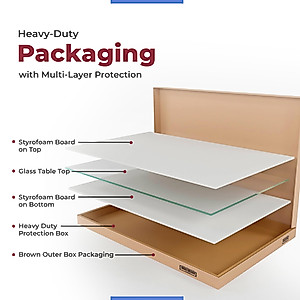 Fab Glass and Mirror 24" X 36" Inch Rectangle 3/8" Thick Tempered Beveled Edge Polish Radius Corners Glass Table Top, Clear