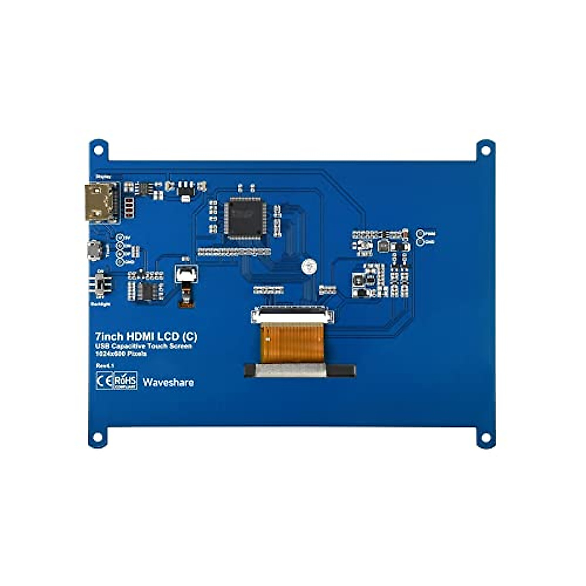 waveshare 7inch HDMI LCD (C) Capacitive Touch Screen Display Supports Various Systems for All Ver. Raspberry pi 3 Model B/3 B+ 2B/B+/B/A BeagleBone Black Banana Pi/Pro Video Photo Kit