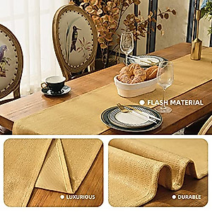 Table Runner Gold Long 72/96/108 Inches Linen Runners for Party Wedding