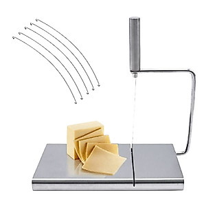 Dependable Industries inc. Essentials Stainless Steel Cheese Slicer Board Multifunctional Butter Cutter Meats Loaf Bread with 5 Replacement Wires for Kitchen