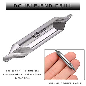 JONMON Center Drill Bit Set - 5Pcs 60 Degree Angle HSS Lathe Mill Center Countersink Tool for Metalworking Wood Metal Alloy