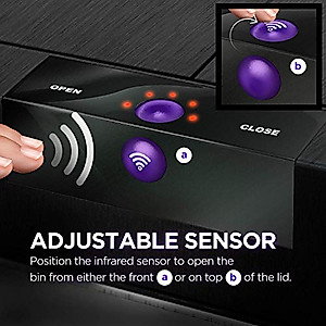 Home Zone Living 18 Gallon Sensor Kitchen Trash Can, Stainless Steel and Slim Shape Design, Automatic Butterfly Opening Lid, 68 Liter