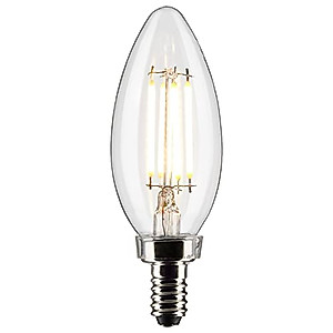 Satco S21265/06 4-Watt LED E12 Light Bulbs, 3000K, 15000 Hour Rating, Dimmable, 6 Pack