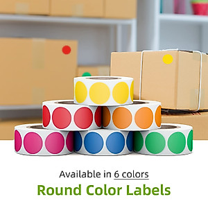 Anylabel 3/4" Round Color Coding Circle Dot Labels 3000 PCS Includes Bright Yellow Green Red Pink Orange Blue(6 Rolls,500 Labels/Roll)