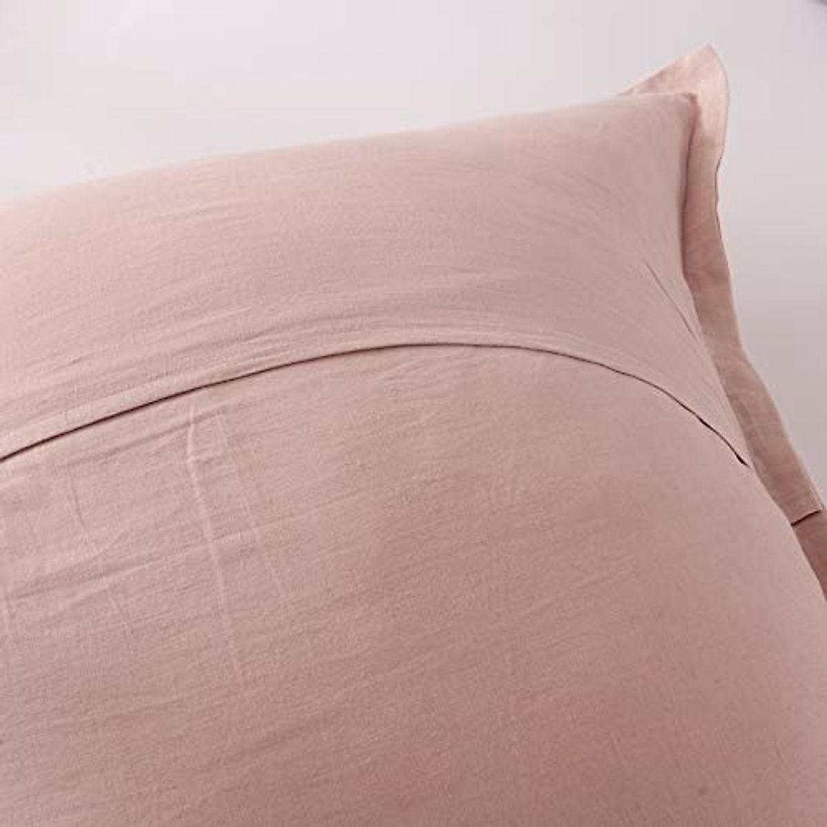 meadow park Stone Washed French Linen European Pillow Shams, Set of 2 Pieces, 26 inches x 26 inches Square Euro Sham, Super Soft, 1 inches Flange, Blush Color
