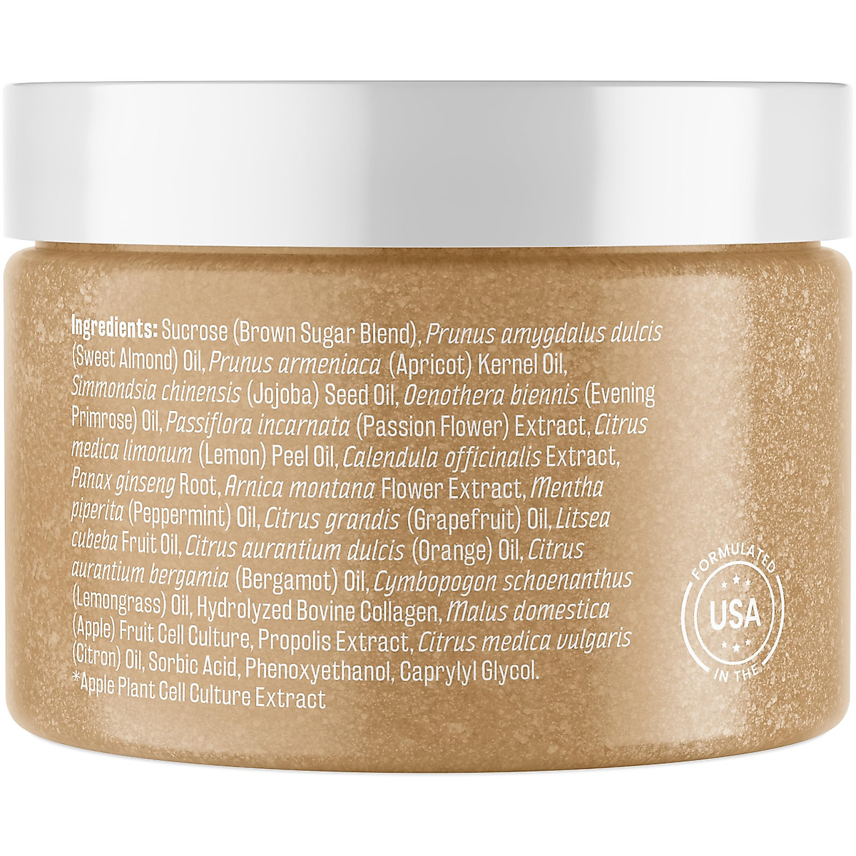 Brown Sugar Scrub Face Foot & Body Exfoliator Infused with Collagen and Stem Cell Exfoliating Salt Body Scrub for Toning Skin Cellulite Skin Care by M3 Naturals