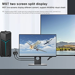 HEZOOMS DisplayPort to DisplayPort HDMI-Compatible Splitter Adapter MST SST Mode 8K@30Hz 4K@120Hz 1 in 2 Out Directional DP1.4 Splitter Dual Monitor for DP and HD Multi Screen simultaneous displays
