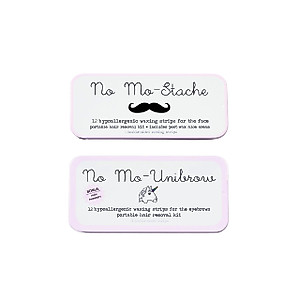 No Mo-Stache Mini Duo - 12 Count Brow and Lip Wax Kit, 2 Piece Set - As Seen On Shark Tank - Hair Removal Wax Strips with Tweezers for Face, Brows and On-The-Go Use