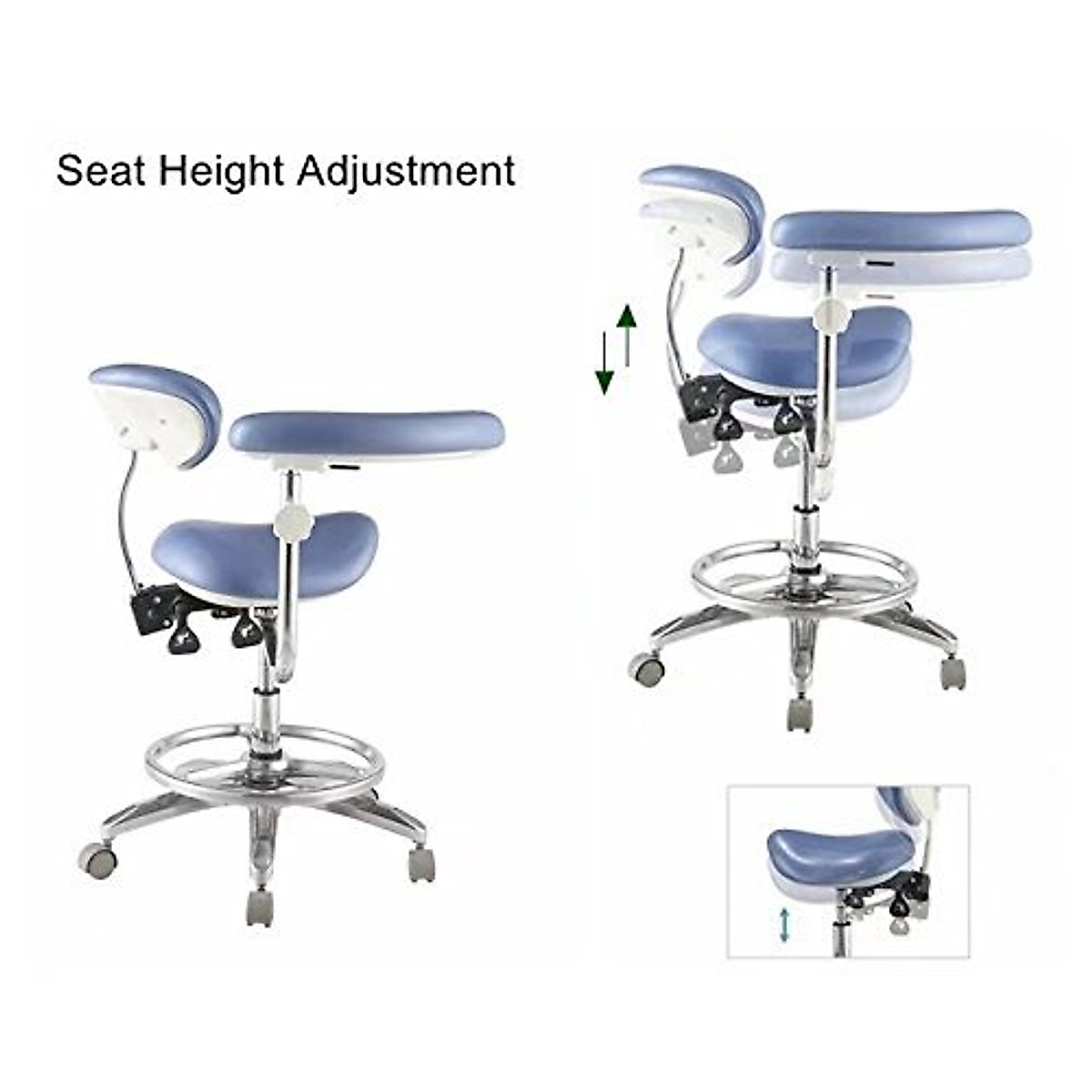BoNew Deluxe Dental Saddle Chair Medical Stool PU Leather High Density Height Adjustable