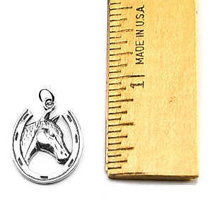 KEVIN N ANNA Sterling Silver Lucky Horseshoe Necklace, 18" (Small Horse in Horseshoe Charm)
