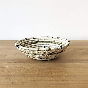 Small African Basket: Kanama/Rwanda Basket/Woven Bowl/Sisal & Sweetgrass Basket/White, Black, Sweetgrass