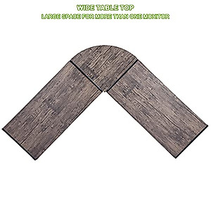 Geniqua 3-Piece L-Shaped Wooden Computer Folding Table Corner Desk Space-Saving Industrial Style PC Laptop Desk for Workstation Home Office