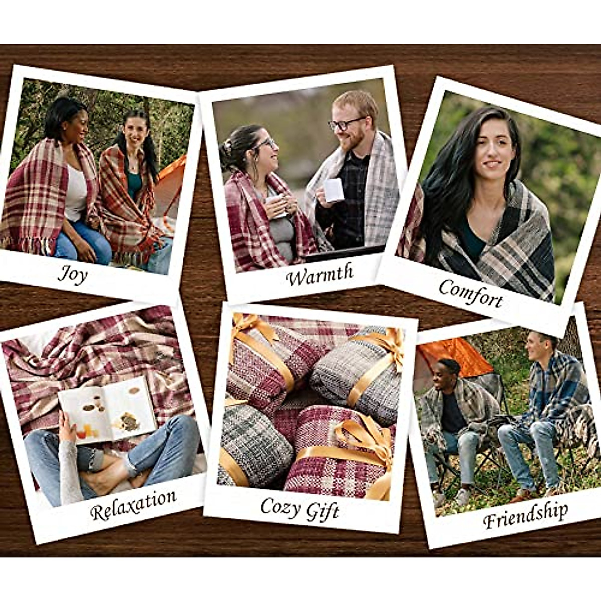 Chanasya Farmhouse Pattern Plaid Throw Blanket Lightweight Knit Textured Woven Decorative Blanket for Couch Bed Living Room Blanket with Tassels Fringed Throw Blanket (50x65 Inches) Black