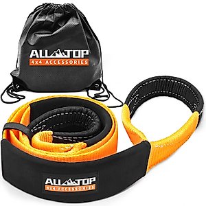 ALL-TOP Tree Saver Strap 3in x 8ft Certified 36000Lbs Break Strength, Emergency Recovery Tow Strap Winch Extension Rope with Oversize Carry Bag