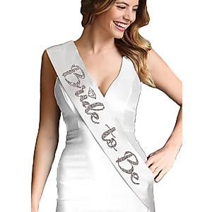 Bride To Be Sash White - Premium BRIDAL GRADE SATIN Silver Sparkle Diamond Bride To Be BRIDAL GRADE Satin Sash - White Sash(SlvDiaB2B)