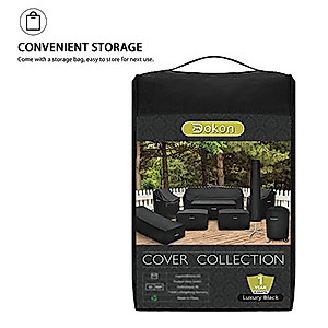 Dokon Square Patio Ottoman Cover with Air Vents, Waterproof, Anti-Fading, UV Resistant Heavy Duty 600D Oxford Fabric Patio Side Table Cover, Outdoor Furniture Cover (28"L x 28"W x 17"H) - Black