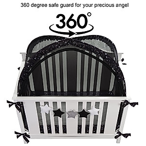 JOINSI Safety Crib Tents to Keep Toddler in, Pop Up Baby Mosquito Net Cover Bed Canopy for Infant - Black