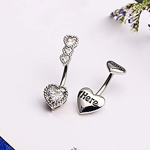 OUFER 3PCS Belly Button Rings 316L Surgical Steel Heart Shaped Letter Navel Rings Belly Piercing Jewelry