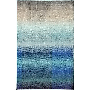 Unique Loom Estrella Collection Distressed, Gradient, Dark Colors, Abstract, Modern Area Rug, 5 ft x 8 ft, Blue/Beige