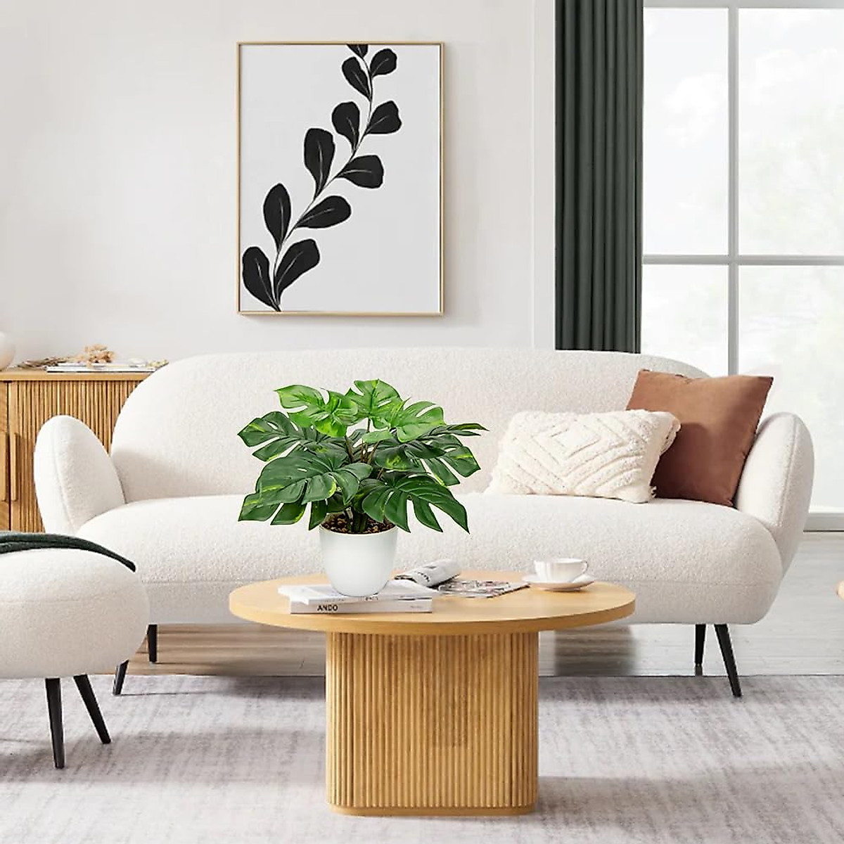 Hollyone Artificial Monstera Plant Faux Monstera Deliciosa Plant Potted Fake Tropical Plants in Pot for Indoor Outdoor Home Decoration