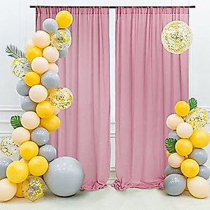 Eternal Beauty Wedding Chiffon Backdrop Curtain 5x10ft Sheer Chiffon Backdrop Curtains for Party Stage Decoration -2 Panels-Dusty Rose