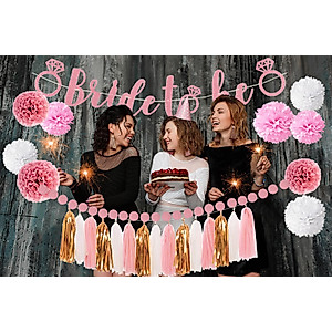 Toylin Bachelorette Party Decorations, Bridal Shower Decorations, Rose Gold Glittery Bride to Be banner, Tissue Paper Pom, Circle Dots Garland and Tassel Garland for Birthday Party Decorations