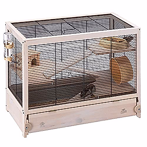 Ferplast HAMSTERVILLE Hamster Habitat Cage, Sturdy Wooden Structure, Black