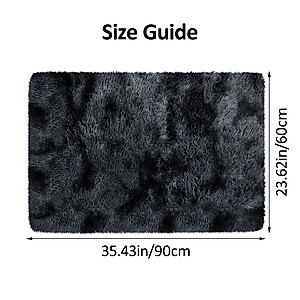 Fixseed Small Area Rug 2x3 Black Rugs for Bedroom Mini Rug for Living Room Soft Fluffy Rug Mat Bedside Throw Rug for Girls Bedroom Kawaii Room Kids Room Boys Teens Nursery Decor Non Slip Fuzzy Rug