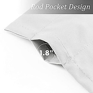 Valea Home Blackout Short Curtains Waterproof Soft Rod Pocket Kitchen Curtains for Bathroom Window Room Darkening Small Curtains for Bedroom 36 inch Length, 2 Panels, Grayish White