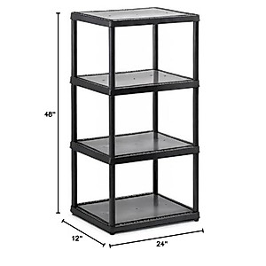 Gracious Living 4 Shelf Tier Light Duty Indoor and Garage Shelf, Black (2 Pack)