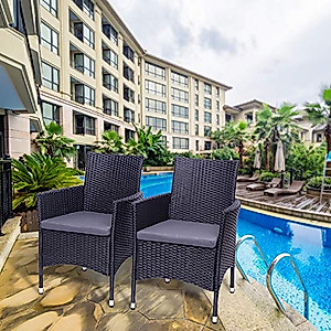 BaIWaNG Outdoor Patio Wicker Dining Chairs 2 Piece Set, PE Rattan Single Sofa Chair, Patio Furniture Set, Outdoor Wicker Bistro Set Rattan Chairs for Patio, Garden, Patio, Deck, Lawn