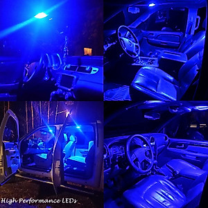 Alla Lighting 41mm/42mm 578 211-2 212-2 LED Festoon Bulbs, 10000K Blue CAN-Bus Interior Dome, Map, Trunk, Step Courtesy Lights Lamps