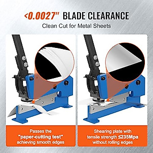 VEVOR Hand Plate Shear 8", Manual Metal Cutter Cutting Thickness1/4 Inch Thick Max, Metal Steel Frame Snip Machine Benchtop 7/16 Inch Rod, for Shear Carbon Steel Plates and Bars , Blue