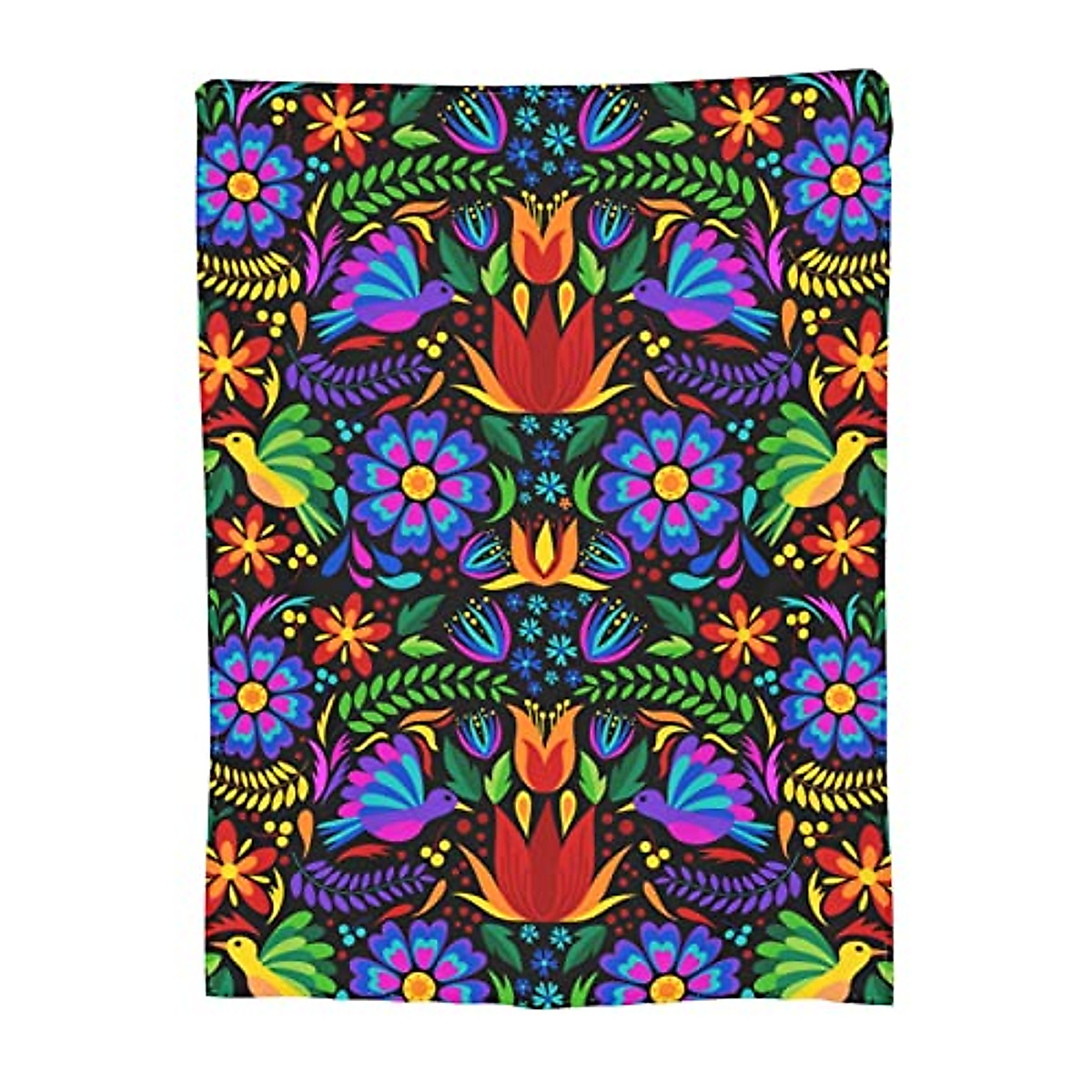 Pubnico Colorful Mexican Floral and Bird Blanket , Flannel Blanket Fluffy Cozy Fuzzy Throws Non-Shedding for Nap Bed Sofa Couch Home Decor