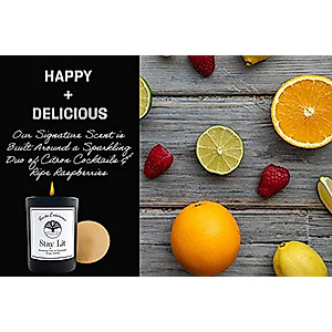 Stay Lit - Citrus & Champagne Scent, Natural Soy Wax Candle, Funny Witty Gift Box for Women Girlfriend Men, Luxury Long Lasting, Aromatherapy, Gag, Joke, Hostess, New Home, House Warming Present, 9 oz